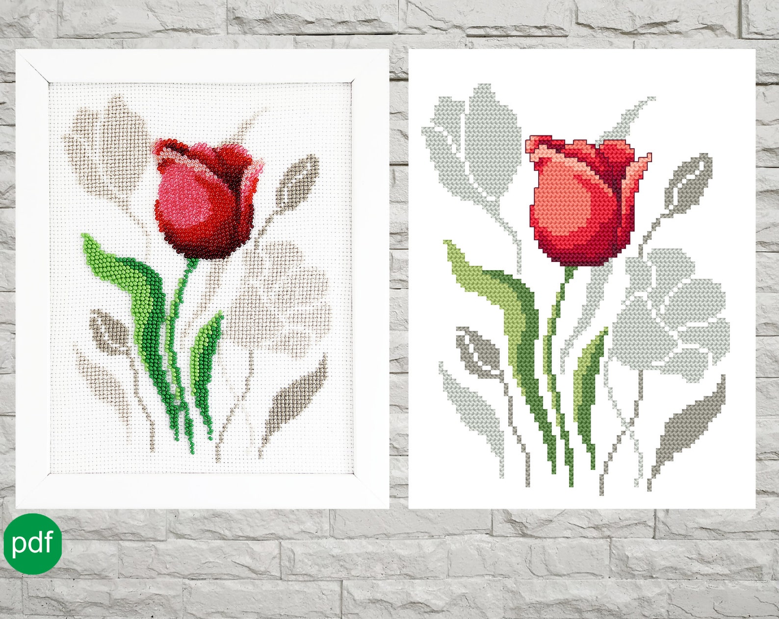 Spring Flowers Tulips Pattern for Cross Stitch Tulip With | Etsy