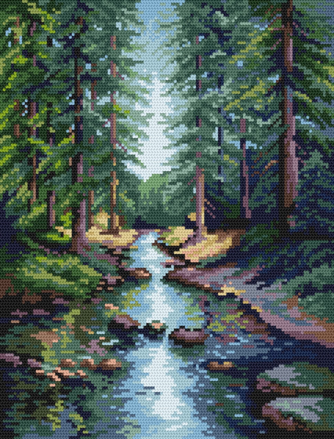 Forest Stream Stitch Pattern, Digital Pdf , Counted Cross Stitch ...