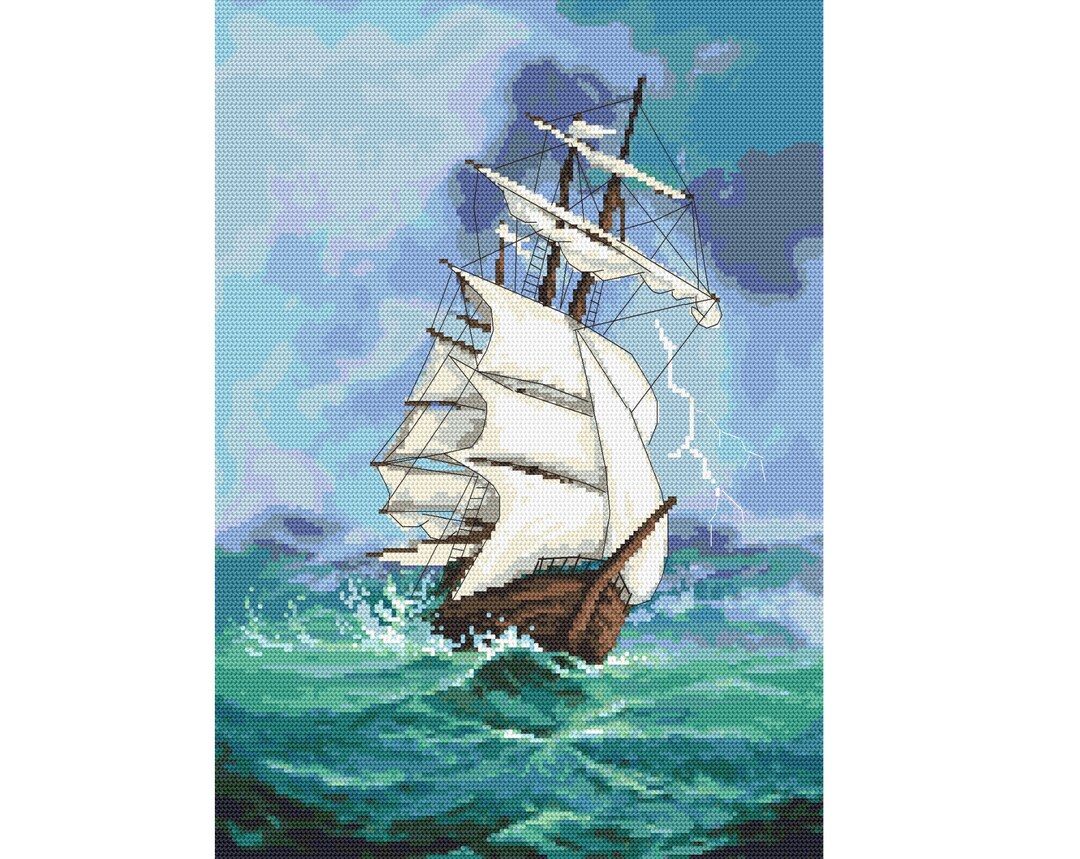 Sailin Ship Digital Pattern for Cross Stitch, A Journey Into the ...