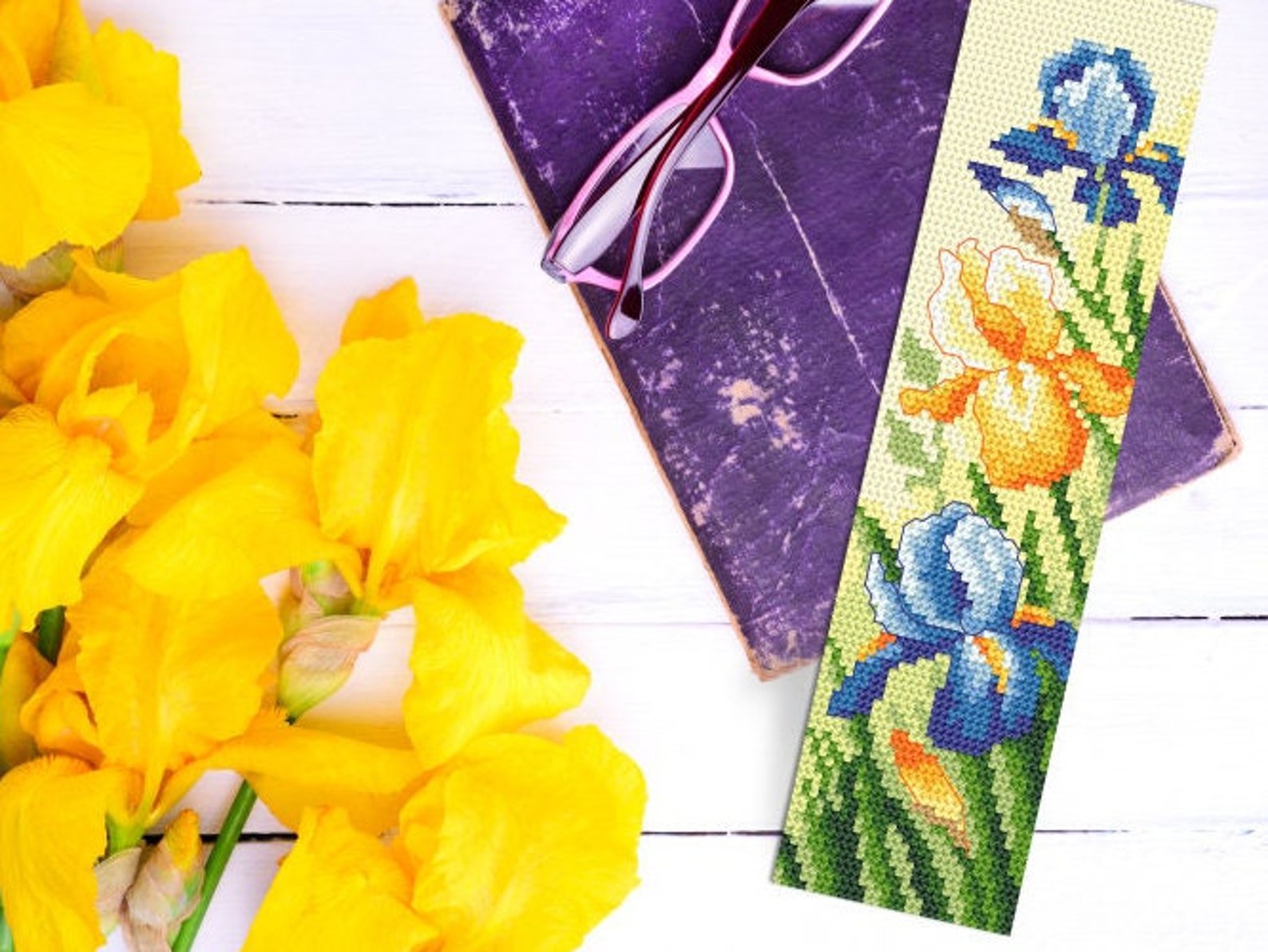 3 Floral Bookmarks Irises Snowdrops Digital Patterns for - Etsy