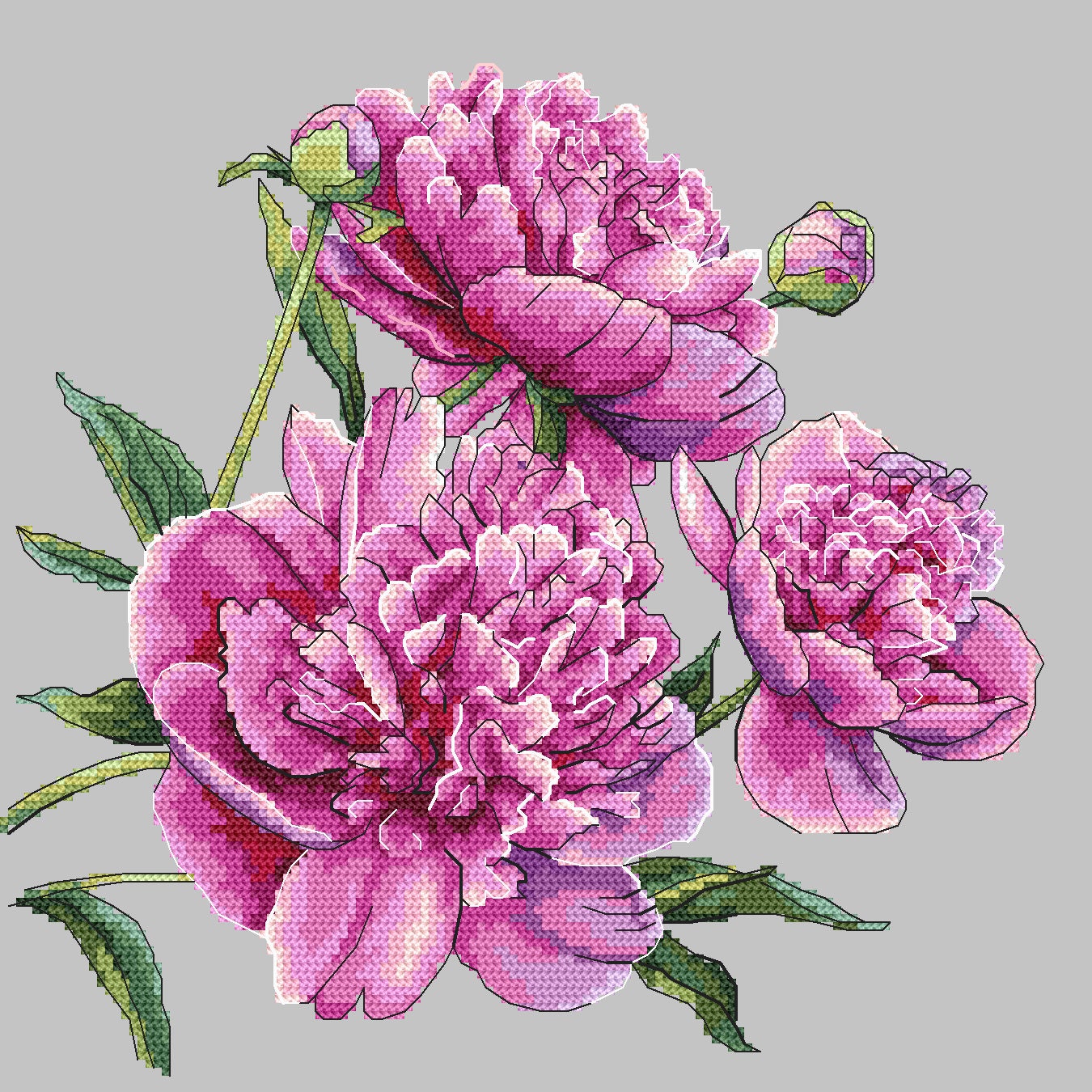 Peonies Digital Pattern Cross Stitch PDF - Etsy