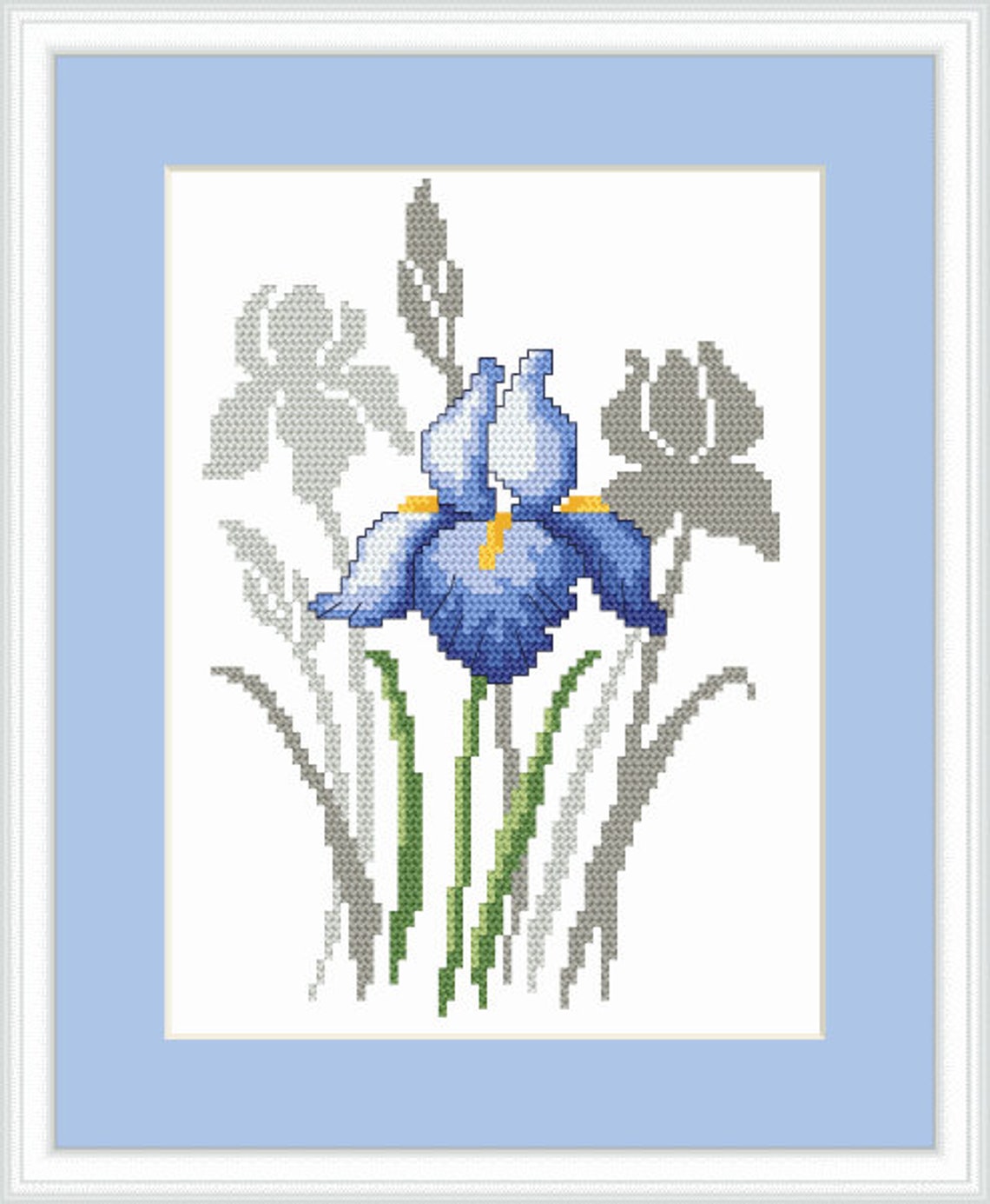 Spring Flowers Iris Digital Pattern for Cross Stich Iris | Etsy