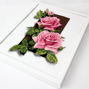 Roses 3d-cross Digital Stitch Pattern , A Bouquet of Pink Roses in 3D ...