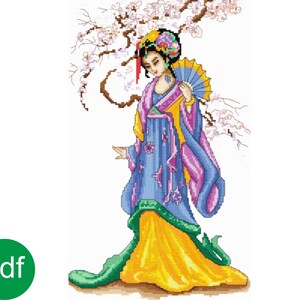 Geisha - Digital Pattern for Cross Stitch , A Woman PDF , - Etsy