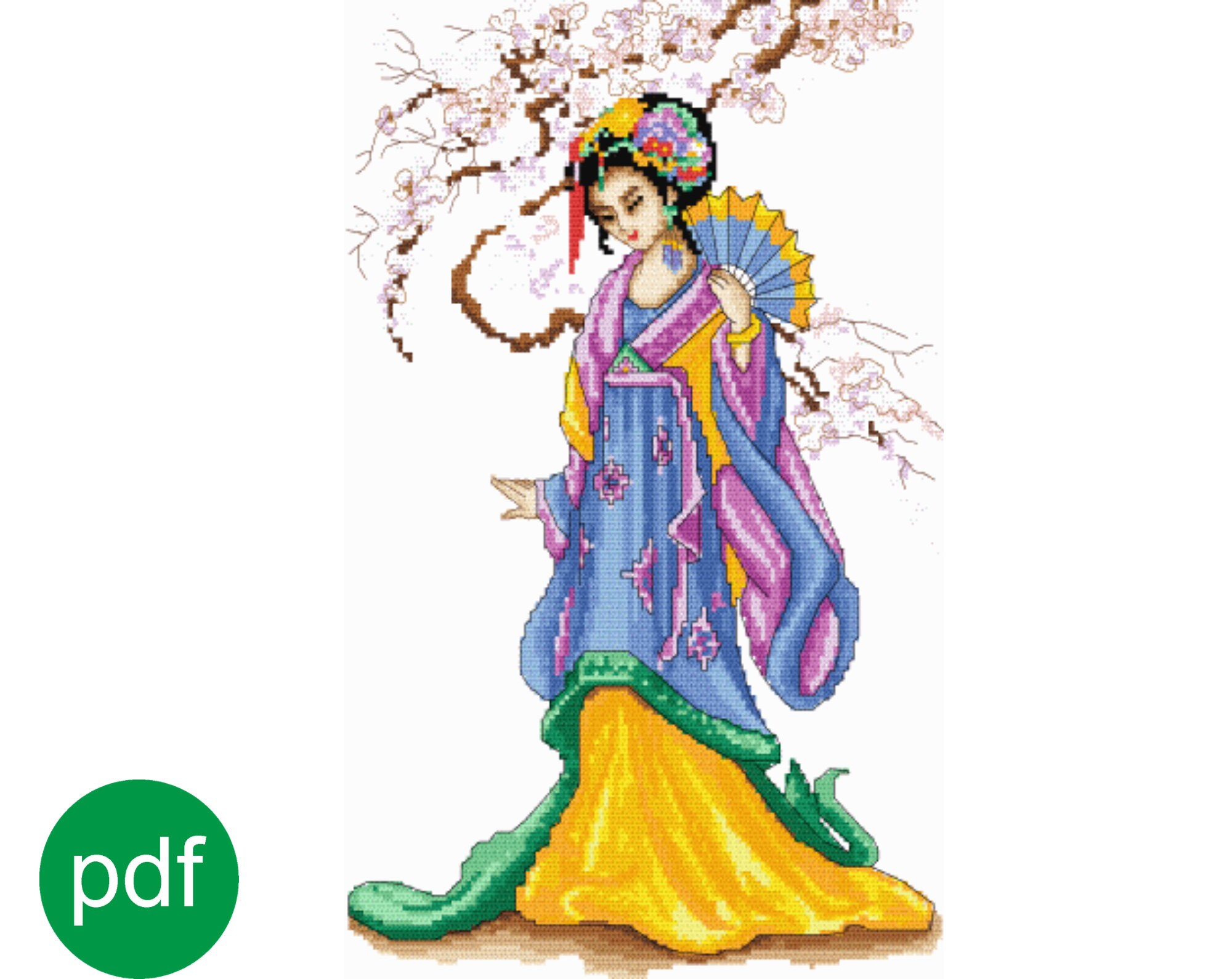 Geisha Digital Pattern for Cross Stitch A Woman PDF - Etsy