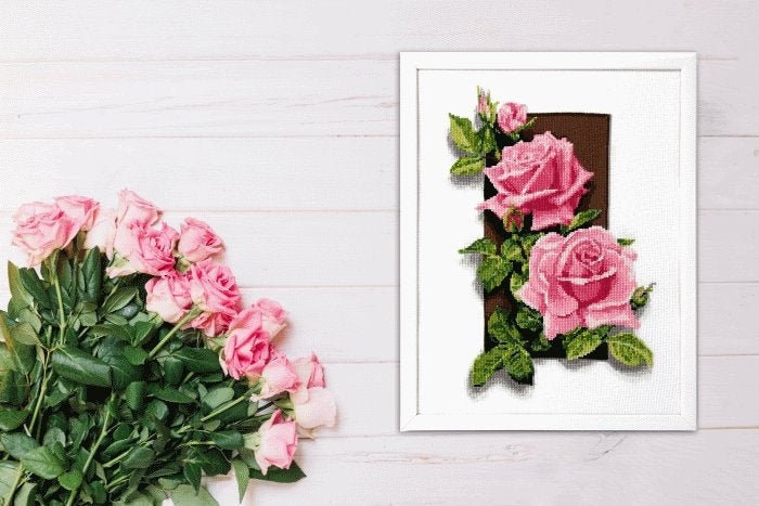 Roses 3d-cross Digital Stitch Pattern A Bouquet of Pink - Etsy