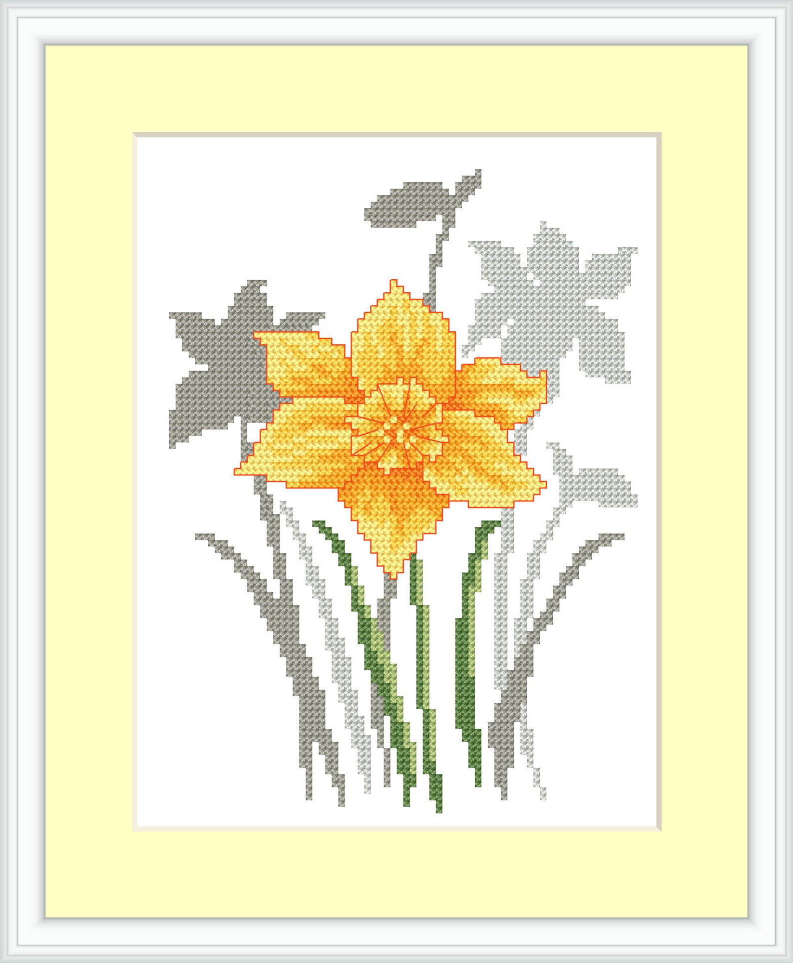 Spring Flowers Daffodil Cross Stitch Pattern Daffodil With | Etsy