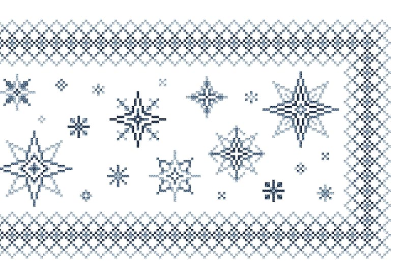 Stellar Runner, Long Table Winter Runner Digital Counted Cross Stitch ...