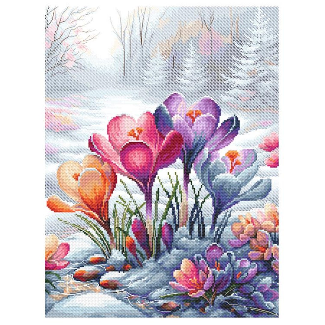 Cross Stitch Pattern PDF - Landscape With Crocuses - Etsy