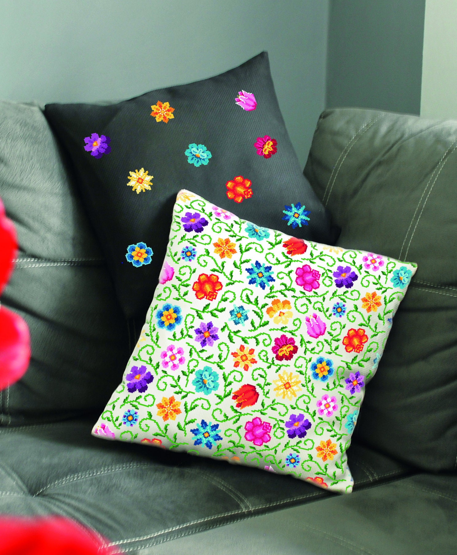 Flowers - Repeatable Pattern - Pillow - Digital Pattern for Cross ...