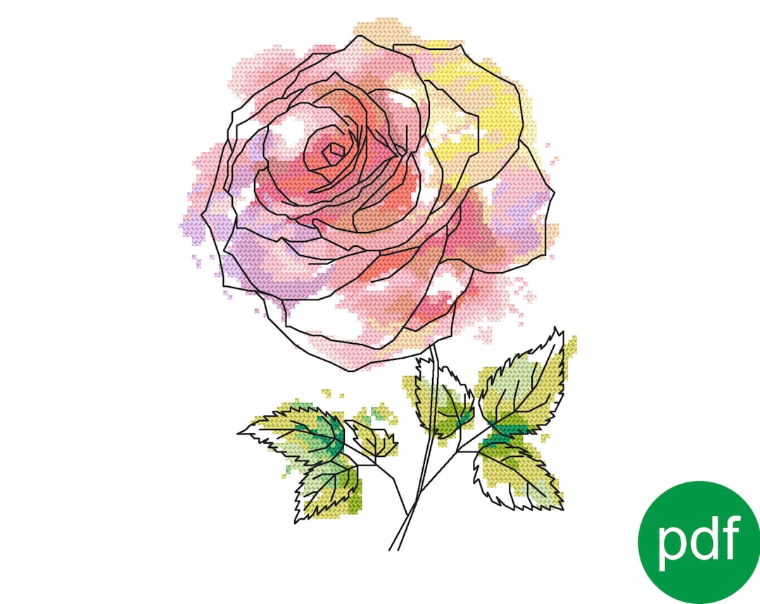 Wonderful Rose-online Pattern for Cross Stitch , Romantic Rose,pdf,.hks ...