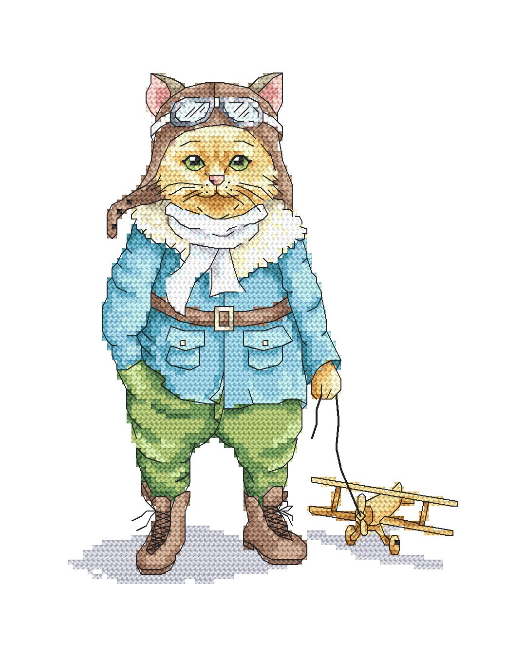 Funny Cat Pilot Digital Cross Stitch Pattern Kitten Pilot - Etsy