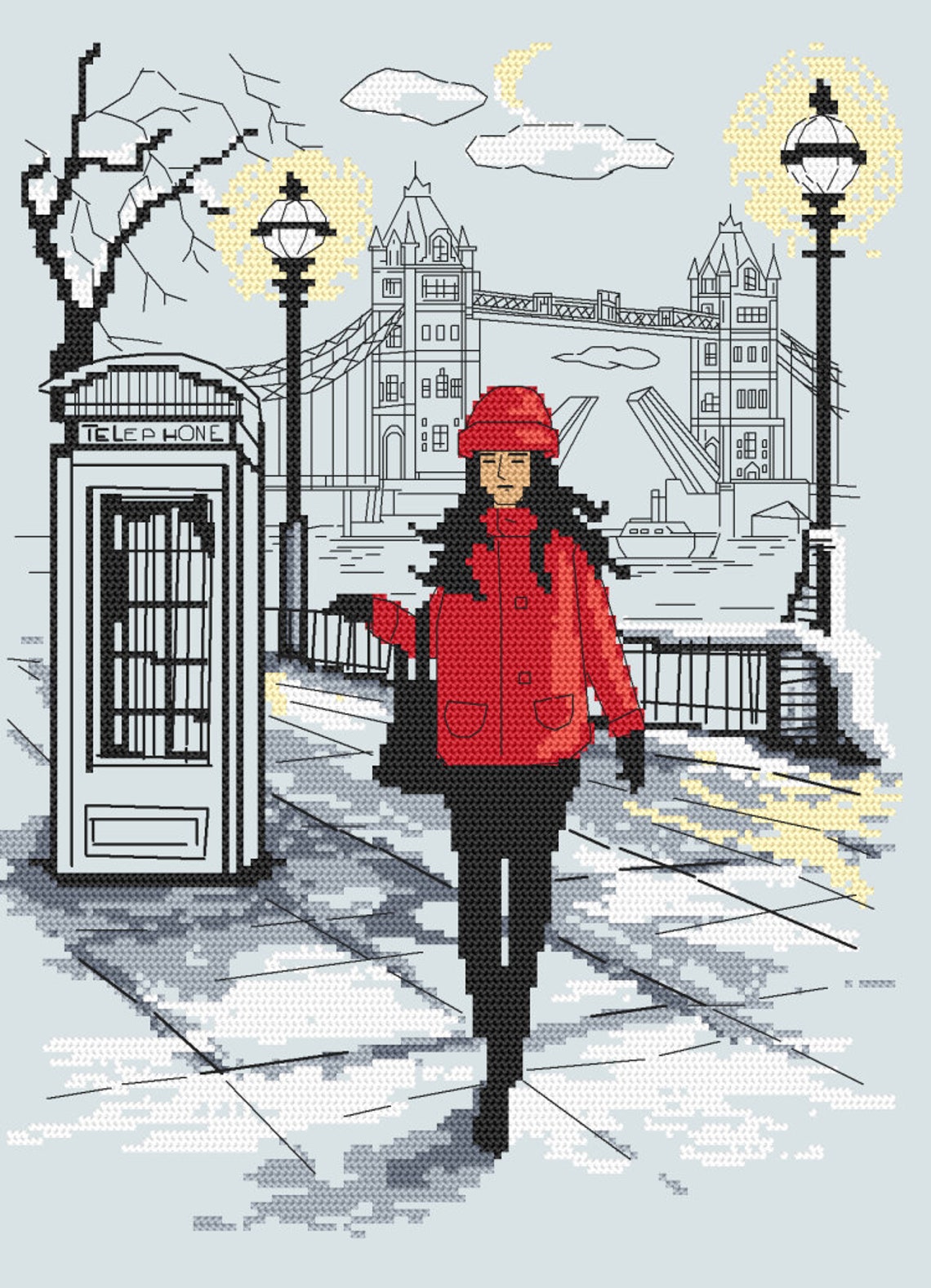 London Digital Pattern for Cross Stitch A Woman PDF - Etsy UK