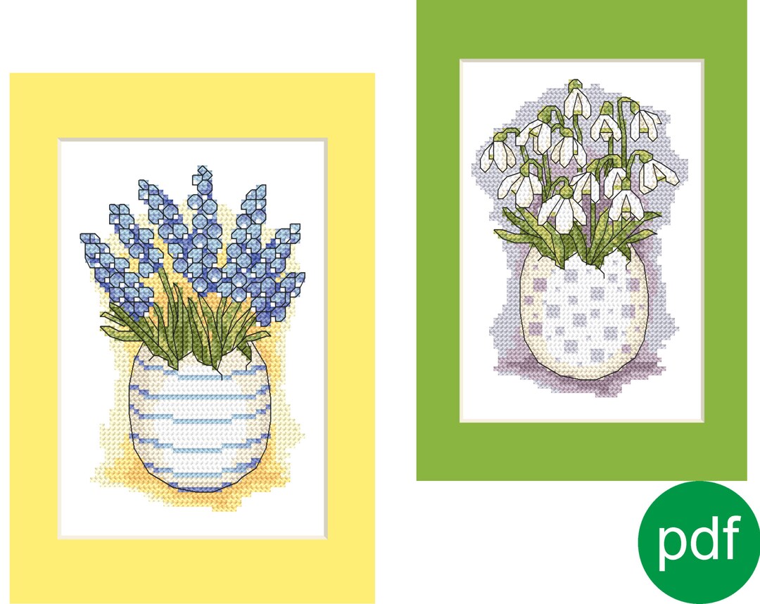 2 Easter Cards - Easter Eggs With Flowers- Online Patterns for Cross ...