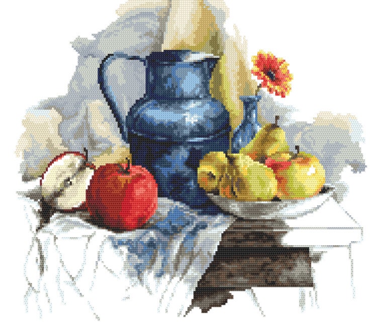Still Life With Jug and Fruits Digital Cross Stitch Pattern - Etsy