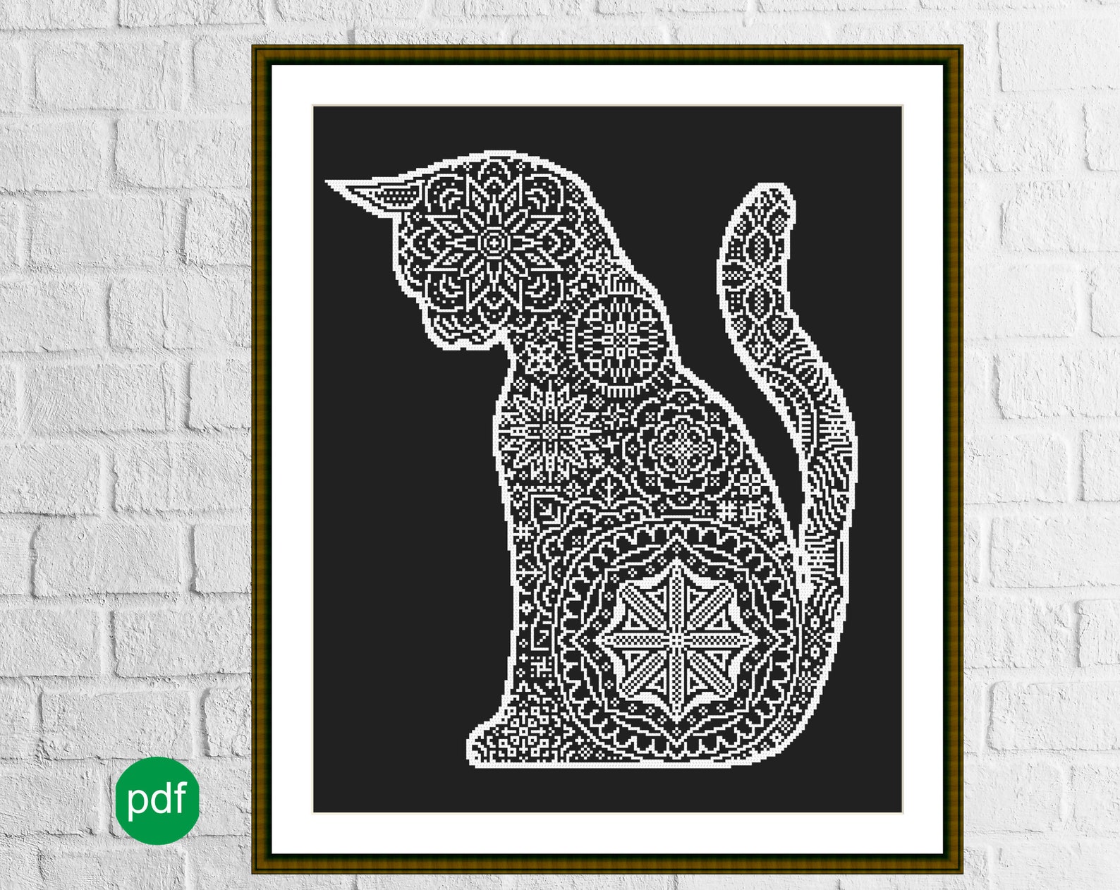Lace Cat Stitch Pattern Digital Pdf graphics Counted Cross | Etsy