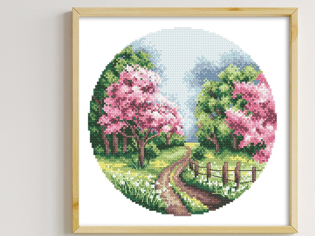 Four Season Spring Pattern for Cross Stitch Small Landscape - Etsy