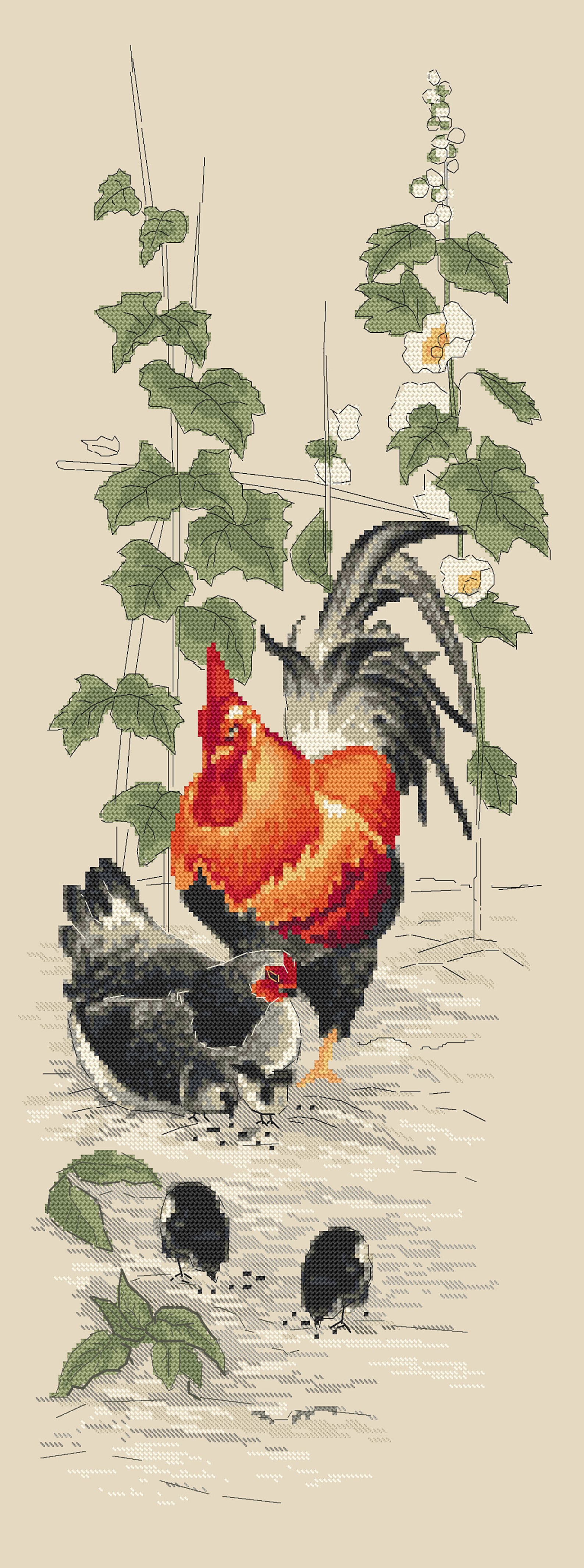 Rooster and Hen Digital Pattern for Cross Stitch PDF | Etsy