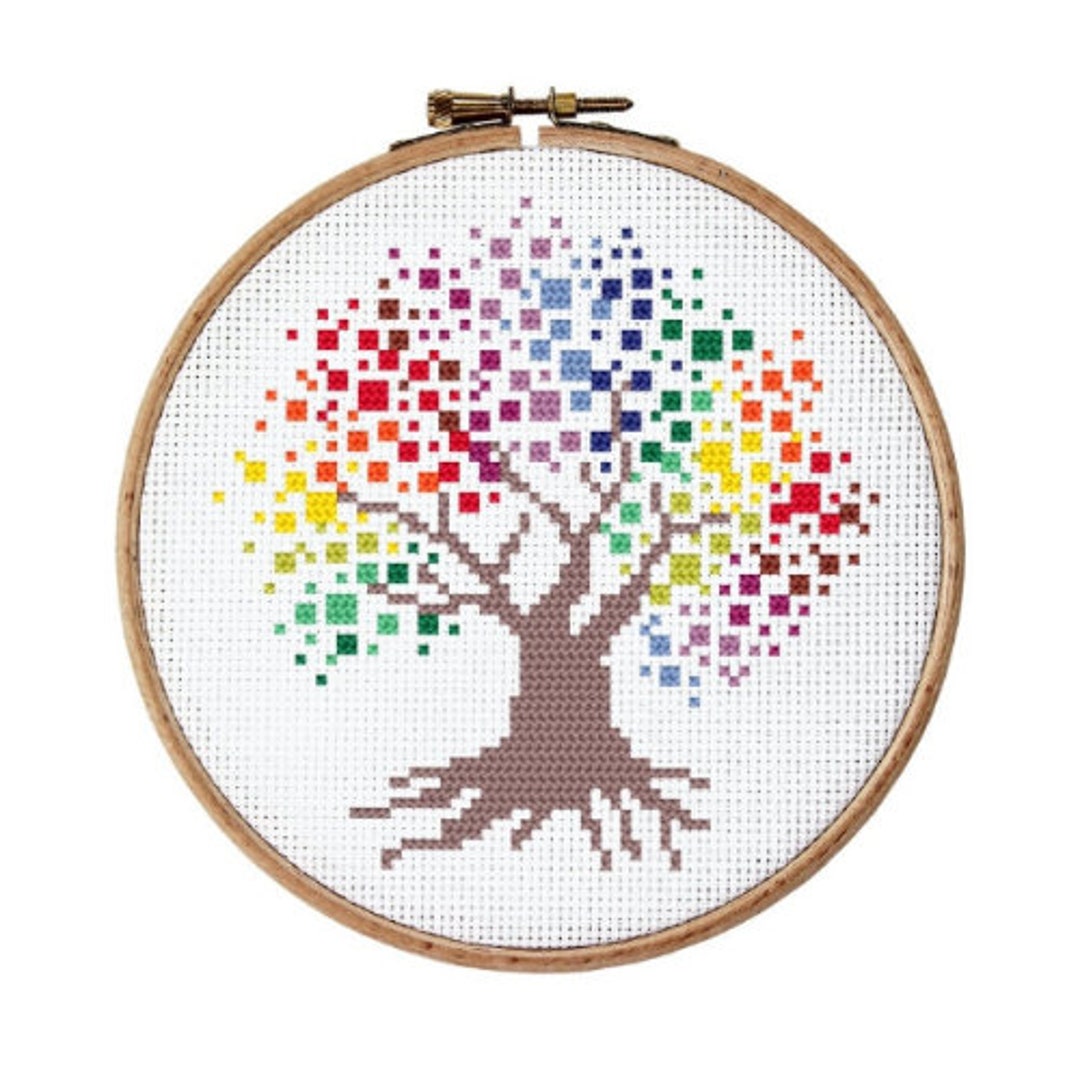 Rainbow Tree Pattern for Cross Stich, Small Landscape PDF, A Modern ...
