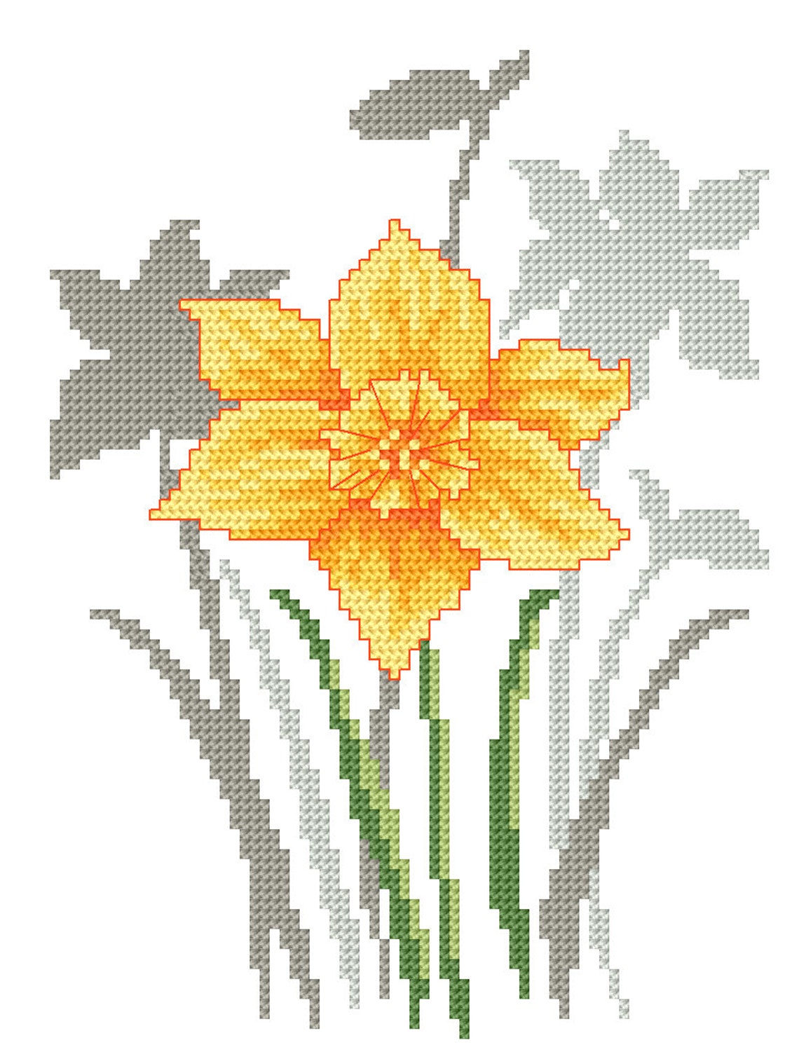 Spring Flowers Daffodil Cross Stitch Pattern Daffodil With | Etsy