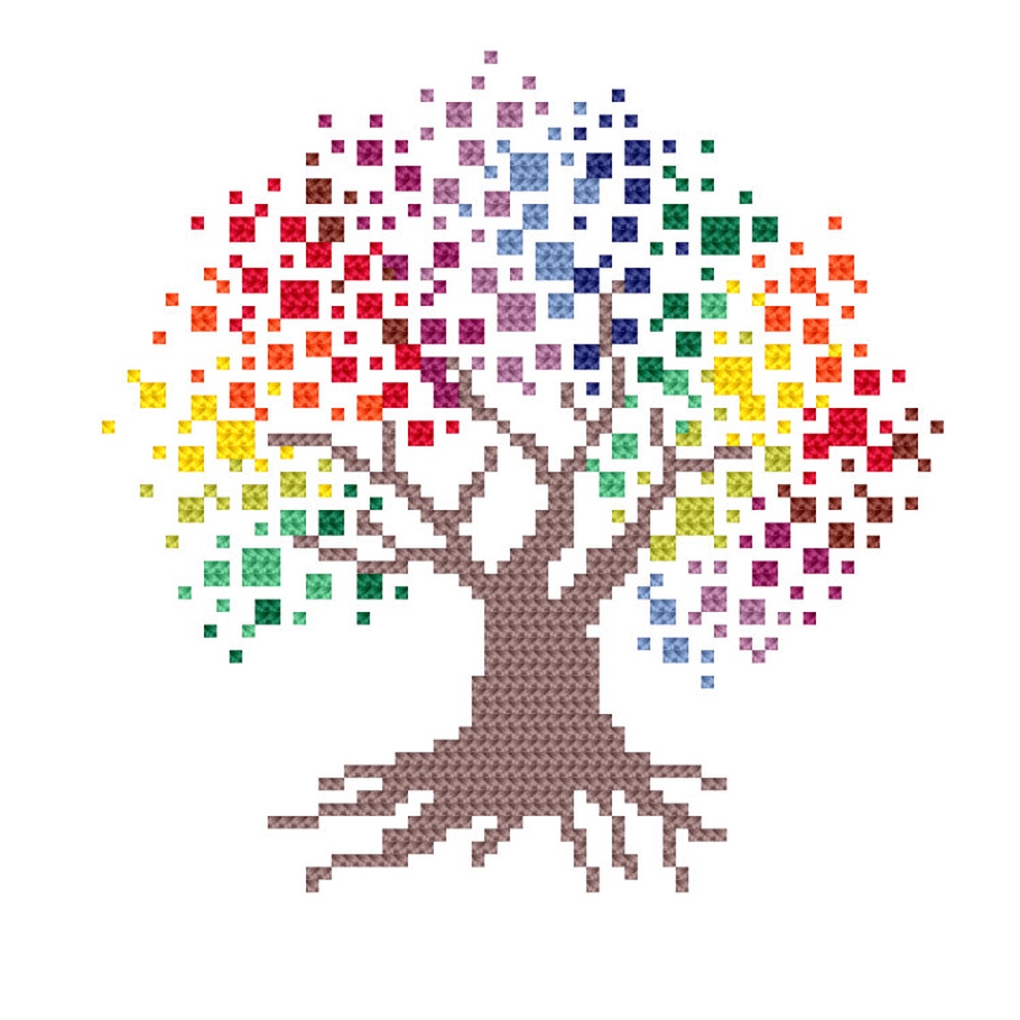 Rainbow Tree Pattern for Cross Stich, Small Landscape PDF, A Modern ...