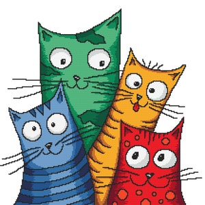 Cushion - Crazy Cats Digital Pattern Cross Stitch PDF, - Etsy