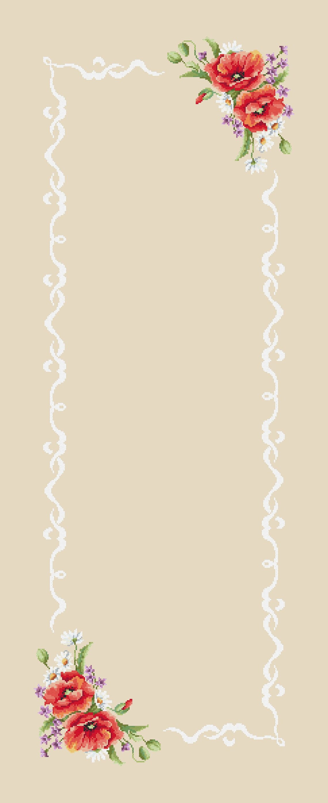 Table Runner With Poppies Digital Pattern for Cross Stich - Etsy