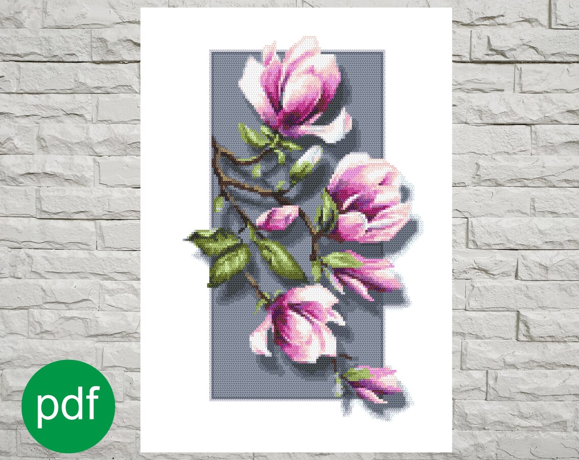 Magnolias 3D- Digital Cross Stitch Pattern - Etsy