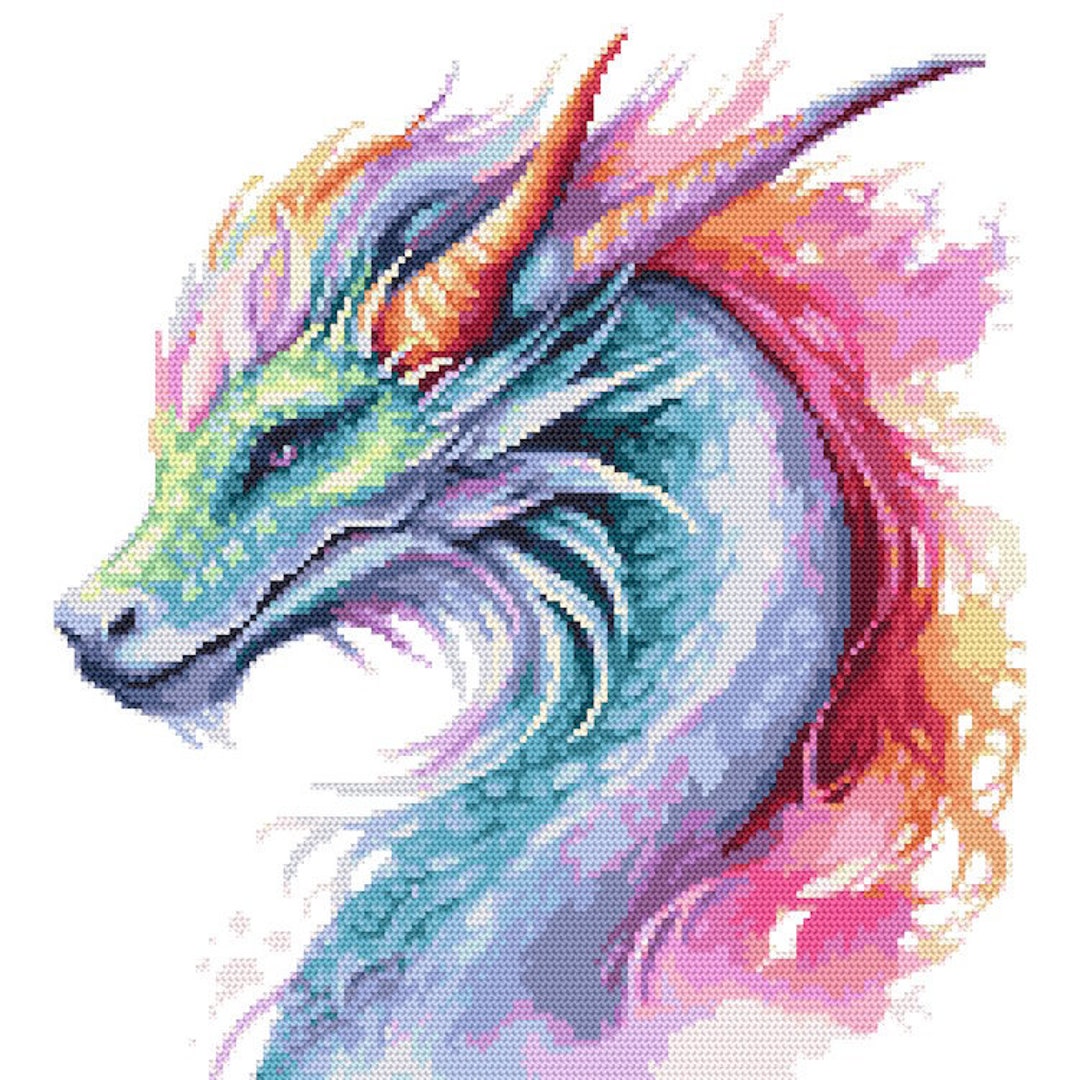 Cross Stitch Pattern PDF Colorful Dragon - Etsy