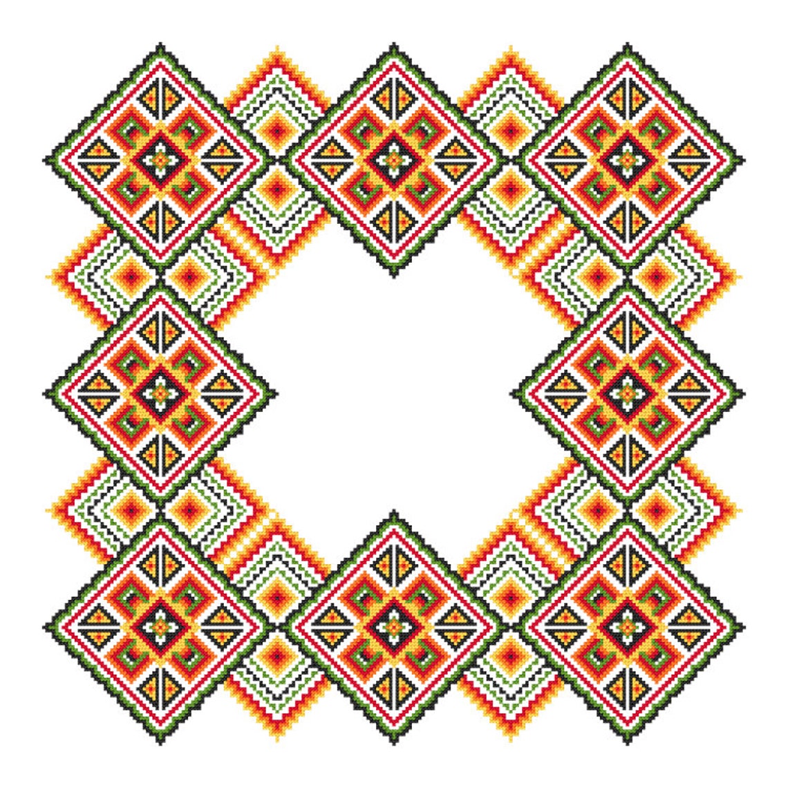 Napkin - Colourful Squares Pattern for Cross Stitch, Geometric Digital ...