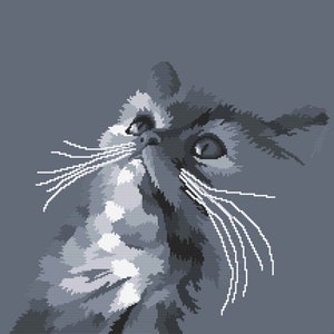 Gray Cat Digital Cross Stitch Pattern, Pdf - Etsy