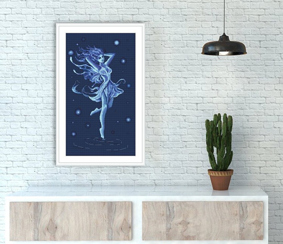 Blue Fairy Cross Stitch Pattern. Fairy From the Lake Cross - Etsy