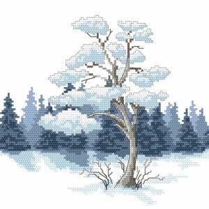 Winter Pine Digital Pattern for Cross Stitch ,trees in Cross Stitch PDF ...