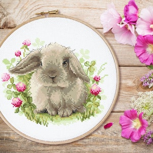 Bunny in Clover Digital Counted Cross Stitch Pattern,pdf - Etsy