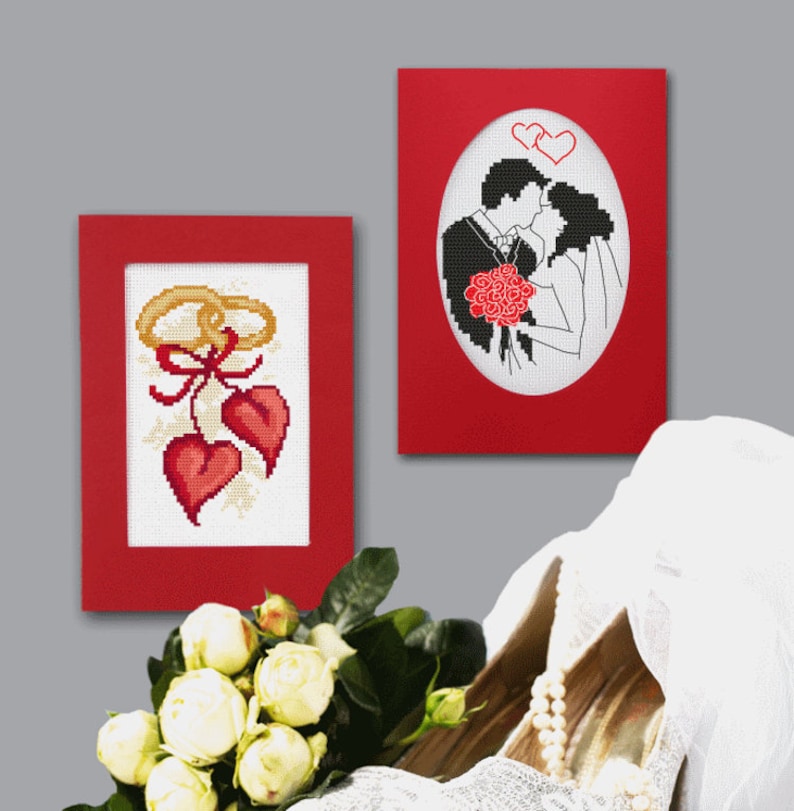 Card - Wedding Hearts Stitch Pattern, Digital Pdf ,graphics Counted ...