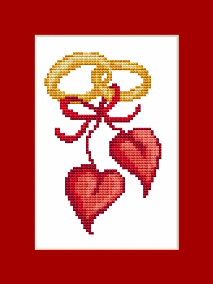 Card - Wedding Hearts Stitch Pattern, Digital Pdf ,graphics Counted ...