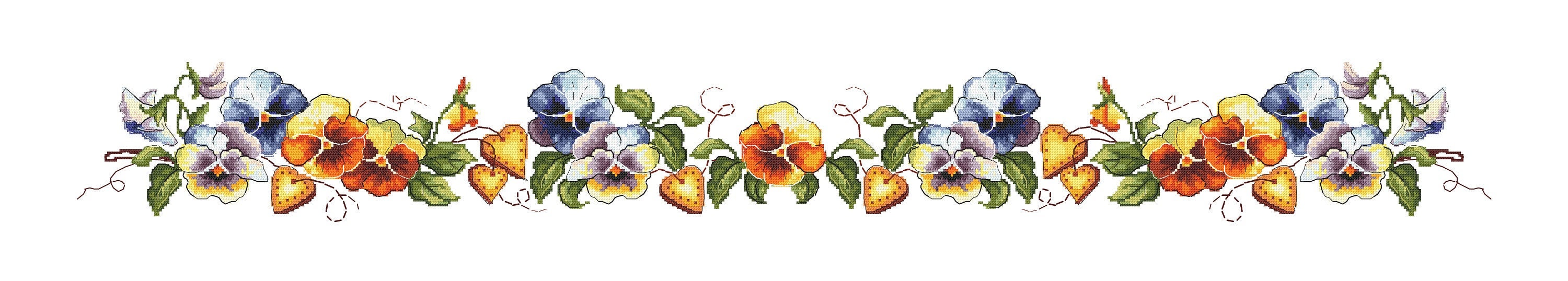 Long Table Runner With Pansies Digital Counted Cross Stitch - Etsy