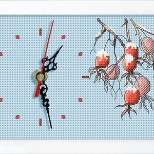 Clock Digital Pattern for Cross Stitch, Clock With a Branch of Wild ...