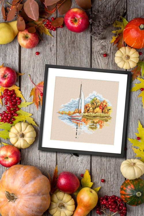 Four Season Autumn Fall Digital Pattern for Cross Stitch | Etsy