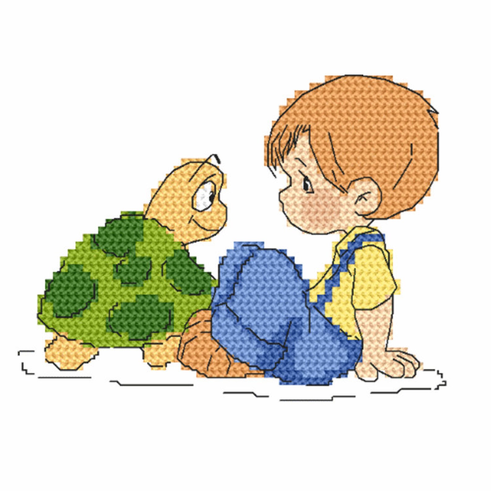 Johnny and Turtle Digital Pattern for Cross Stich PDF for | Etsy