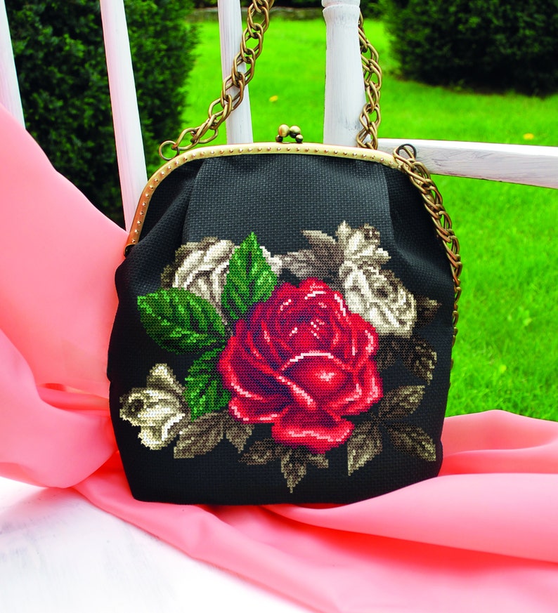 Red Rose Digital Cross Stitch Pattern Romantic Roses - Etsy