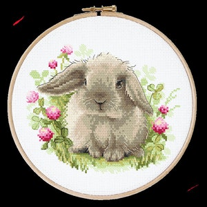 Bunny in Clover Digital Counted Cross Stitch Pattern,pdf - Etsy