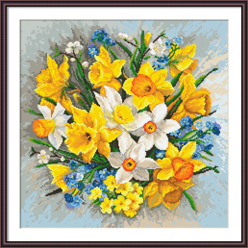 Spring Flowers II Digital Cross Stitch Pattern Bouquet PDF - Etsy
