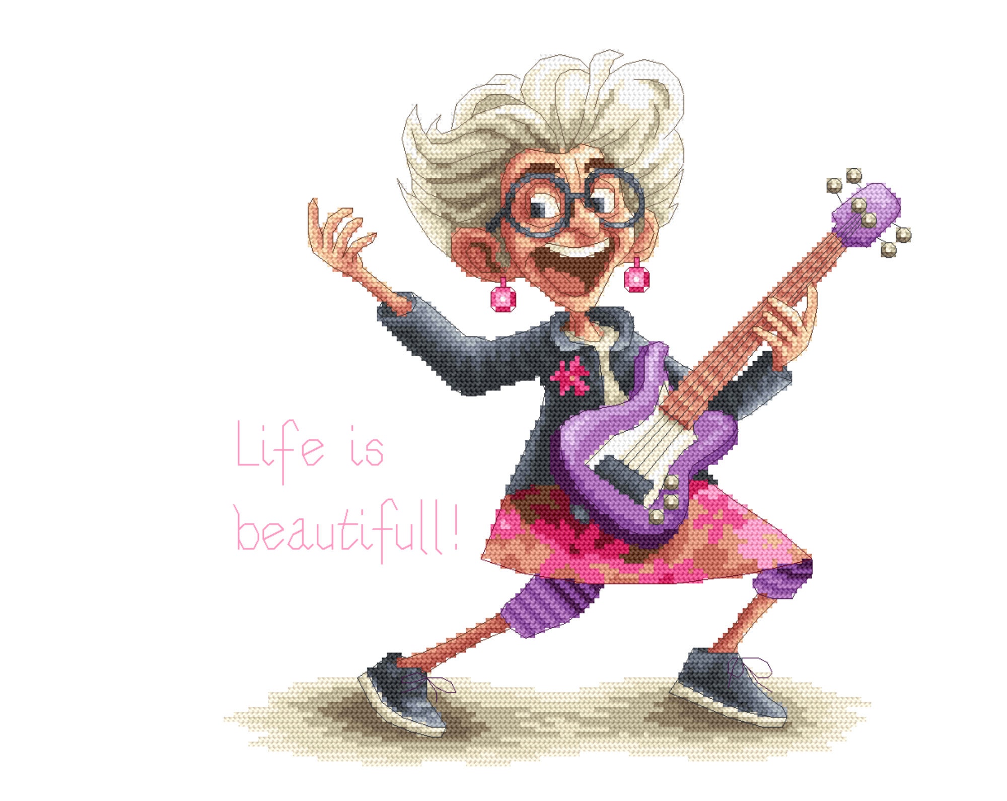 Cross Stitch Pattern PDF - Rock Grandma, PDF & HKS Files - Etsy