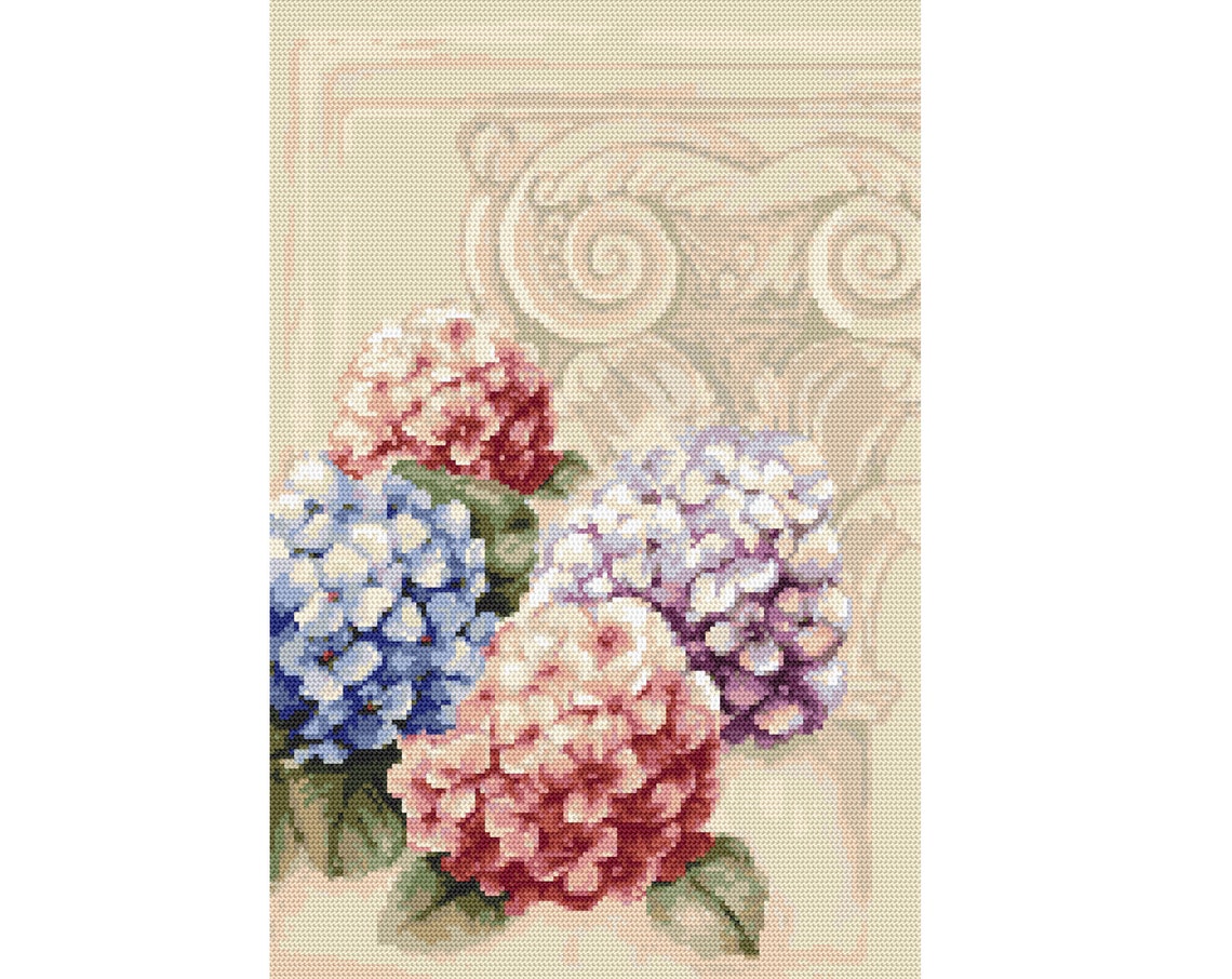 Hydrangeas Vintage Pdf Cross Stitch Pattern - Etsy