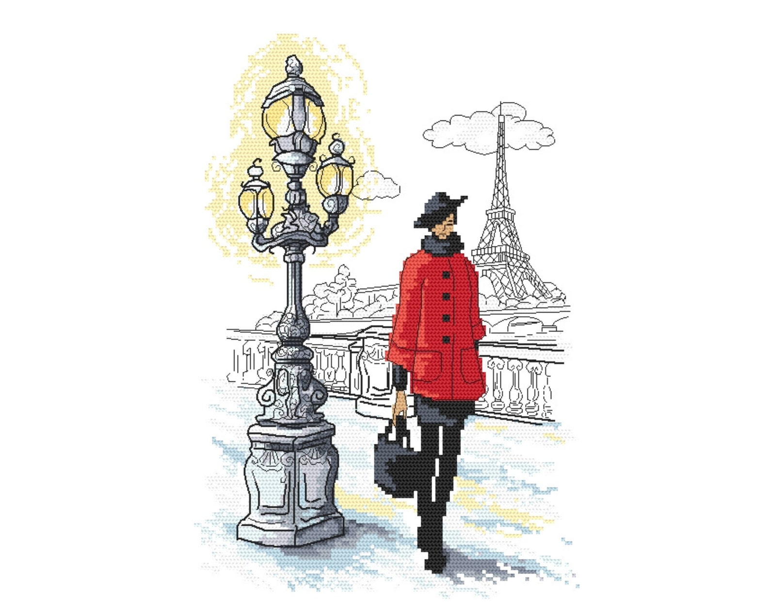 Parisian Chic Romantic Digital Pattern for Cross Stitch , Paris Cross ...