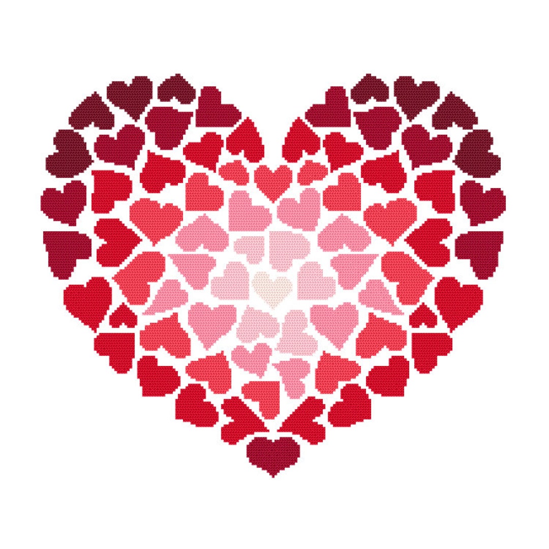 Big Heart, Small Hearts, Just for You Pattern for Cross Stich - Digital ...