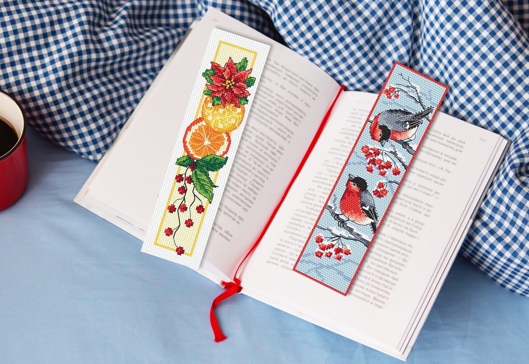 2 Christmas Holiday Bookmarks, Digital Patterns for Cross Stitch - Etsy