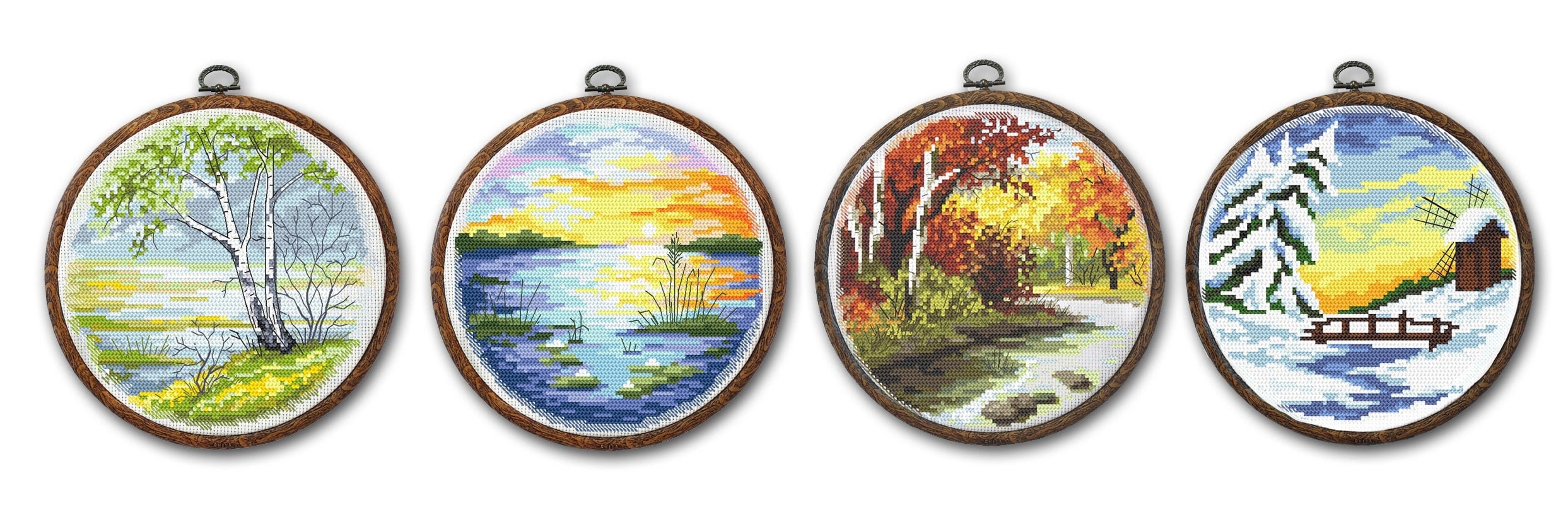 Four Seasons - 4 Digital Patterns for Cross Stich, A Modern Small ...