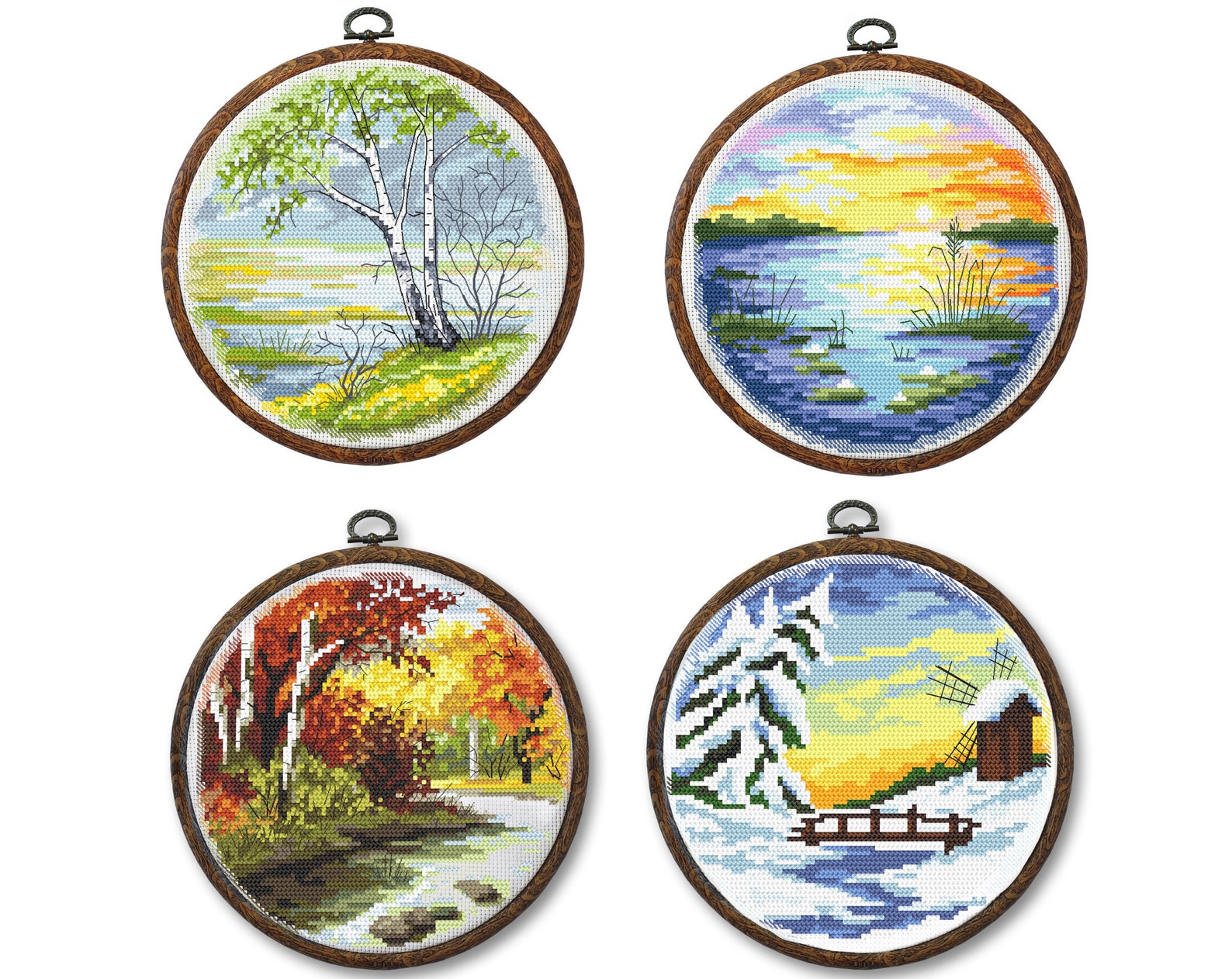 Four Seasons - 4 Digital Patterns for Cross Stich, A Modern Small ...